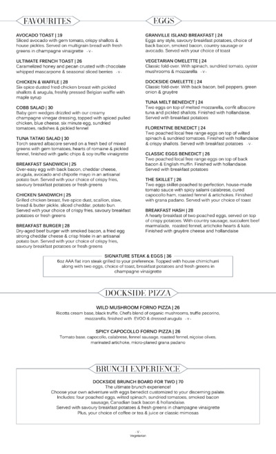 Weekend Brunch Menu - Dockside Waterfront Restaurant