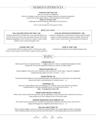 Dinner Menu | Vancouver Restaurant | Dockside