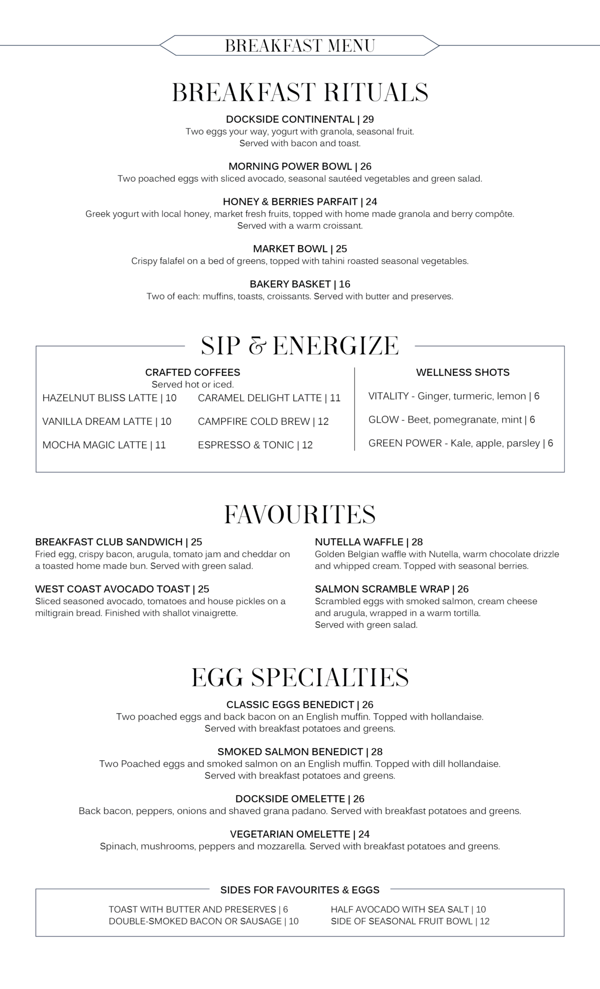 Breakfast Menu | Vancouver Waterfront Restaurant